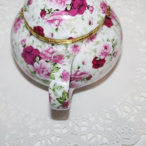 Vintage J. Godinger & Co Porcelain Rose Chintz Teapot, Pink Roses With ...