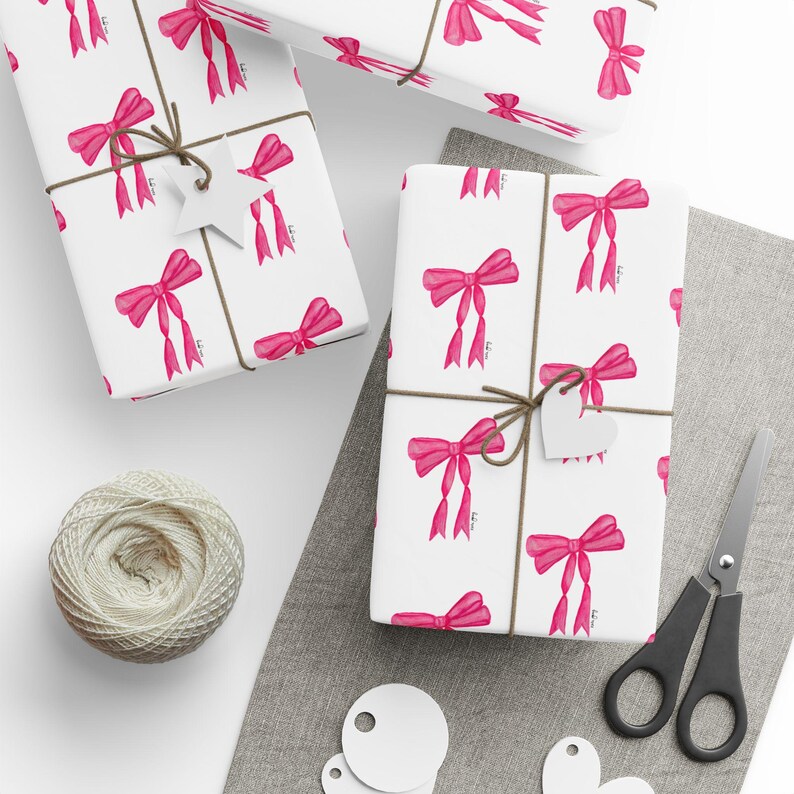 Pink Bow Wrapping Paper - Etsy