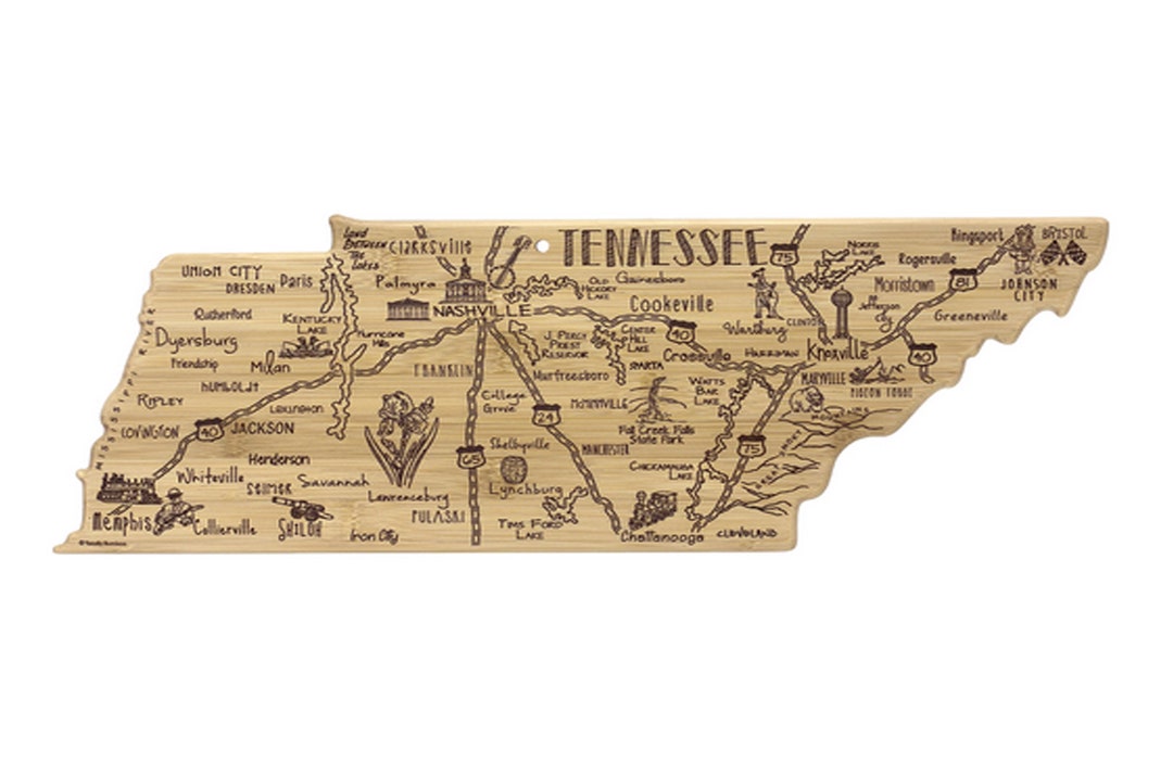 Tennessee Cutting Board | Landmarks and Destinations | State Shaped ...