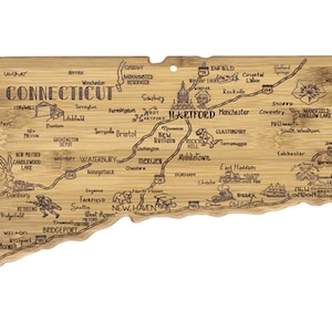 Connecticut Cutting Board | Landmarks and Destinations | State Shaped ...