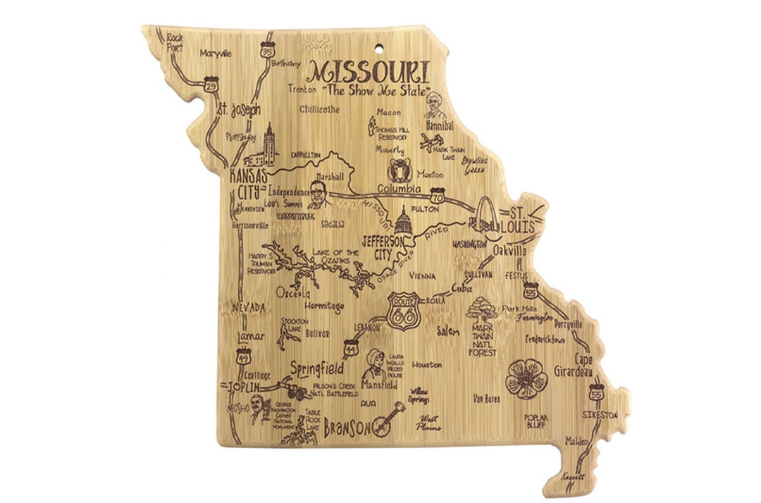 Missouri Cutting Board | Landmarks and Destinations | State Shaped ...