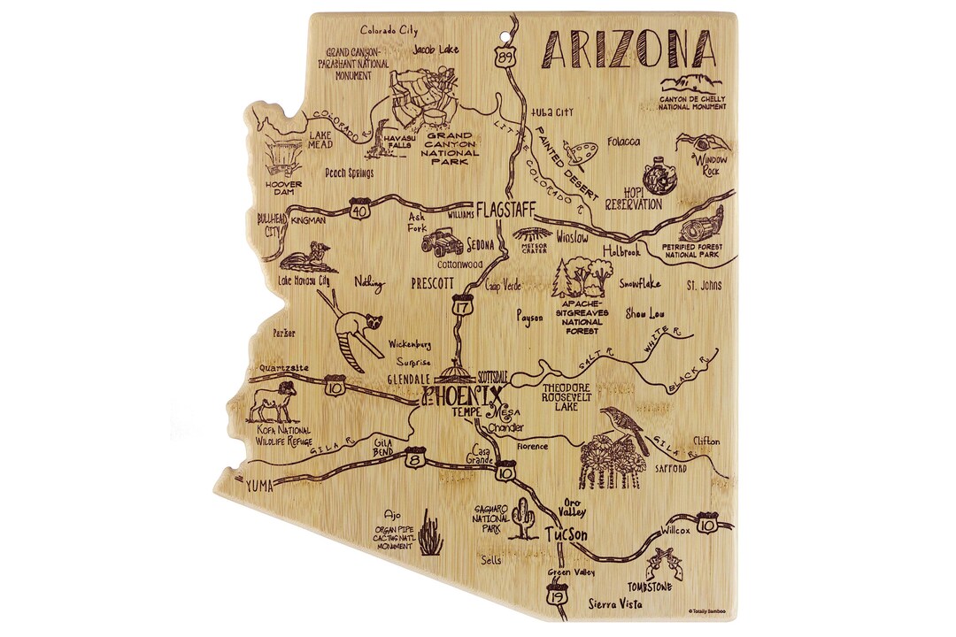 Arizona Cutting Board | Landmarks and Destinations | State Shaped ...
