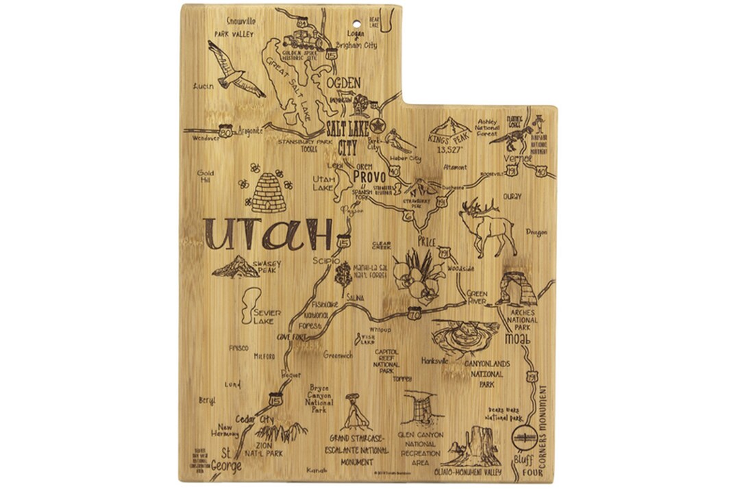 Utah Cutting Board | Landmarks and Destinations | State Shaped ...