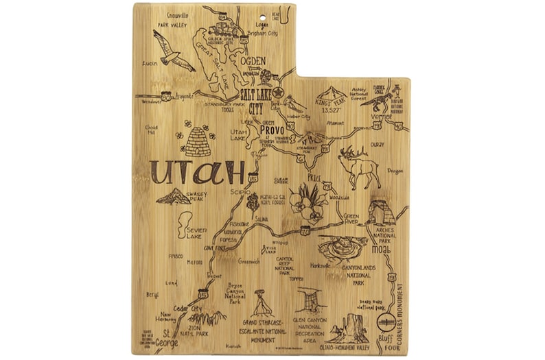 Utah Cutting Board Landmarks and Destinations State Shaped | Etsy