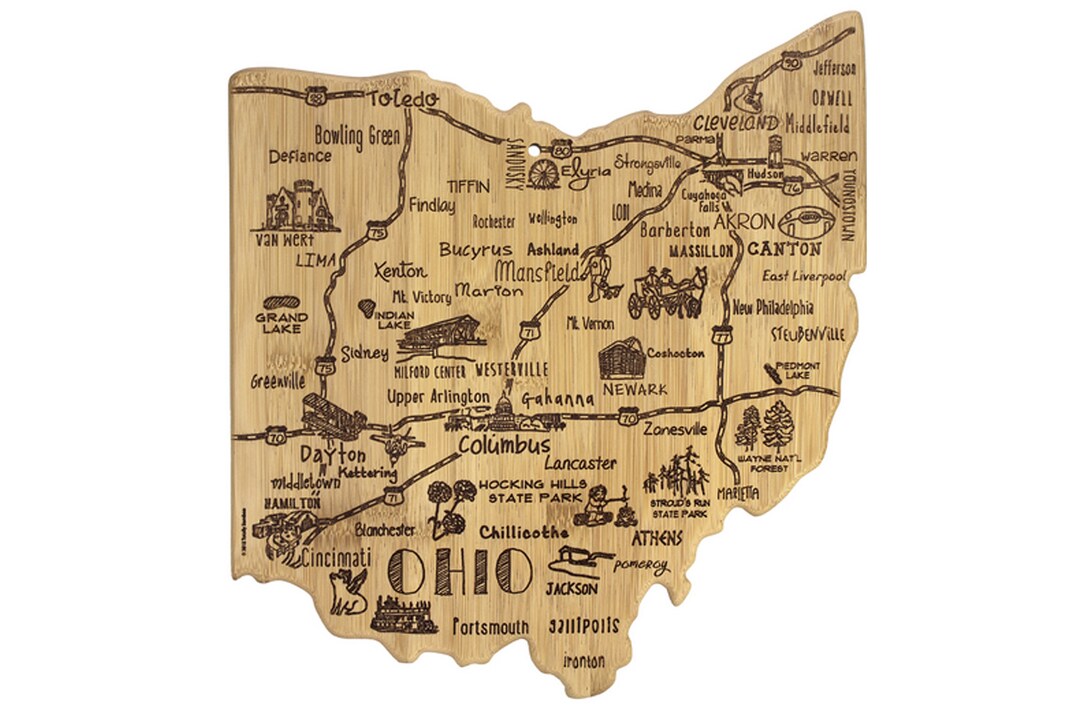 Ohio Cutting Board | Landmarks and Destinations | State Shaped ...