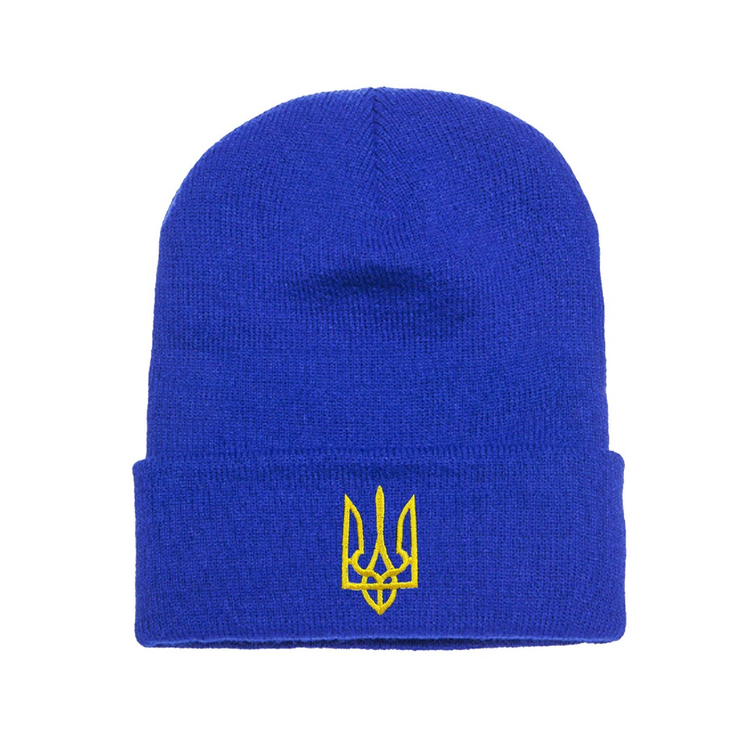 Ukraine Army Trident Coat of Arms Embroidery Knit Beanie Cap Cuff ...
