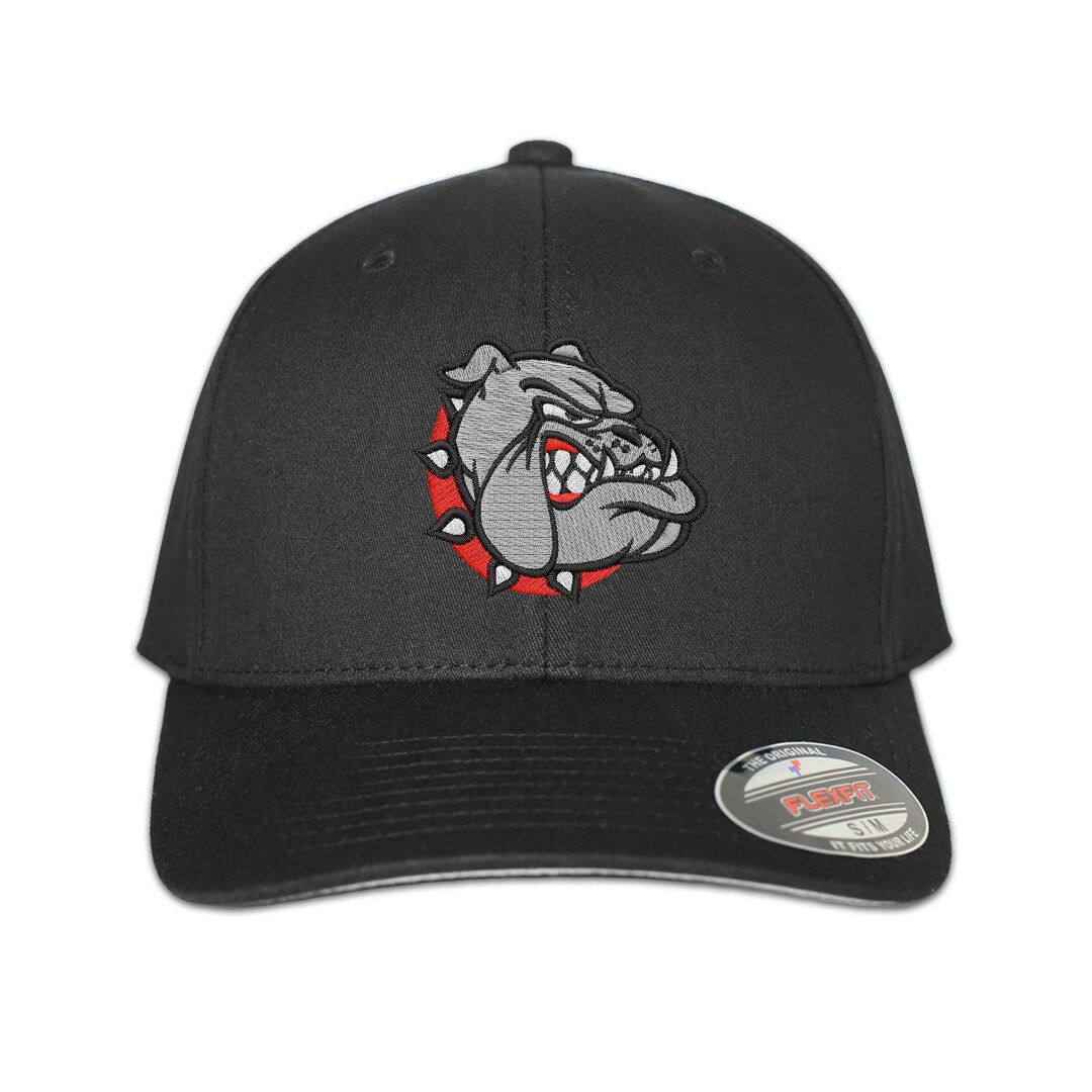 Bulldog Face Embroidery Logo Mascot Flexfit Premium Hat Dad's Best Bday ...