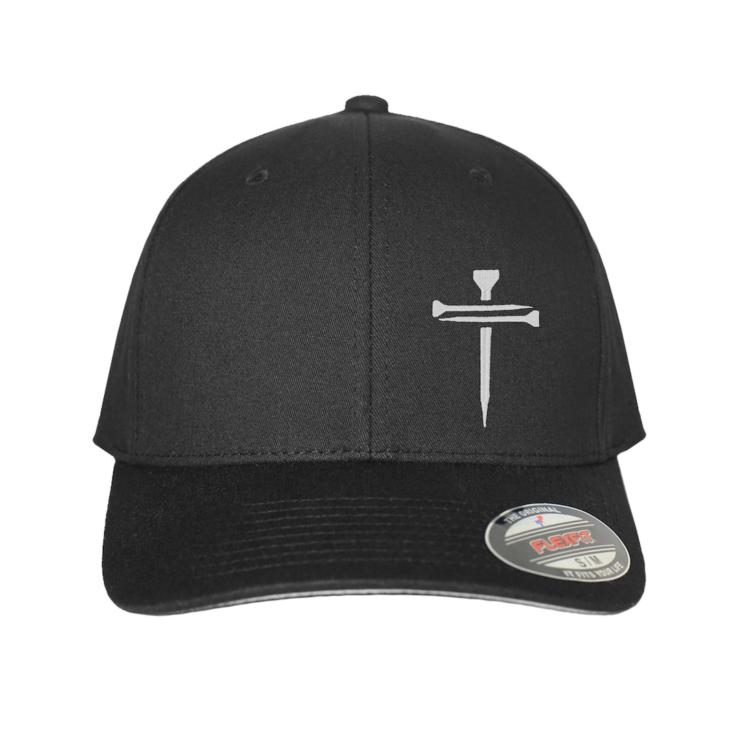 Men's Christian Faith Cross Nails Embroidered Logo Flexfit Hat Adult ...