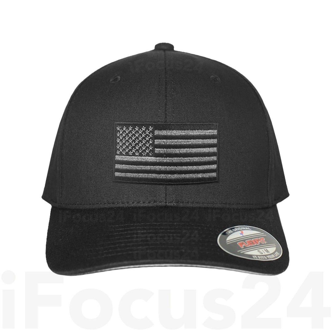 Black USA US American Flag Tactical Operator Flex Fit Baseball Fit Hat ...