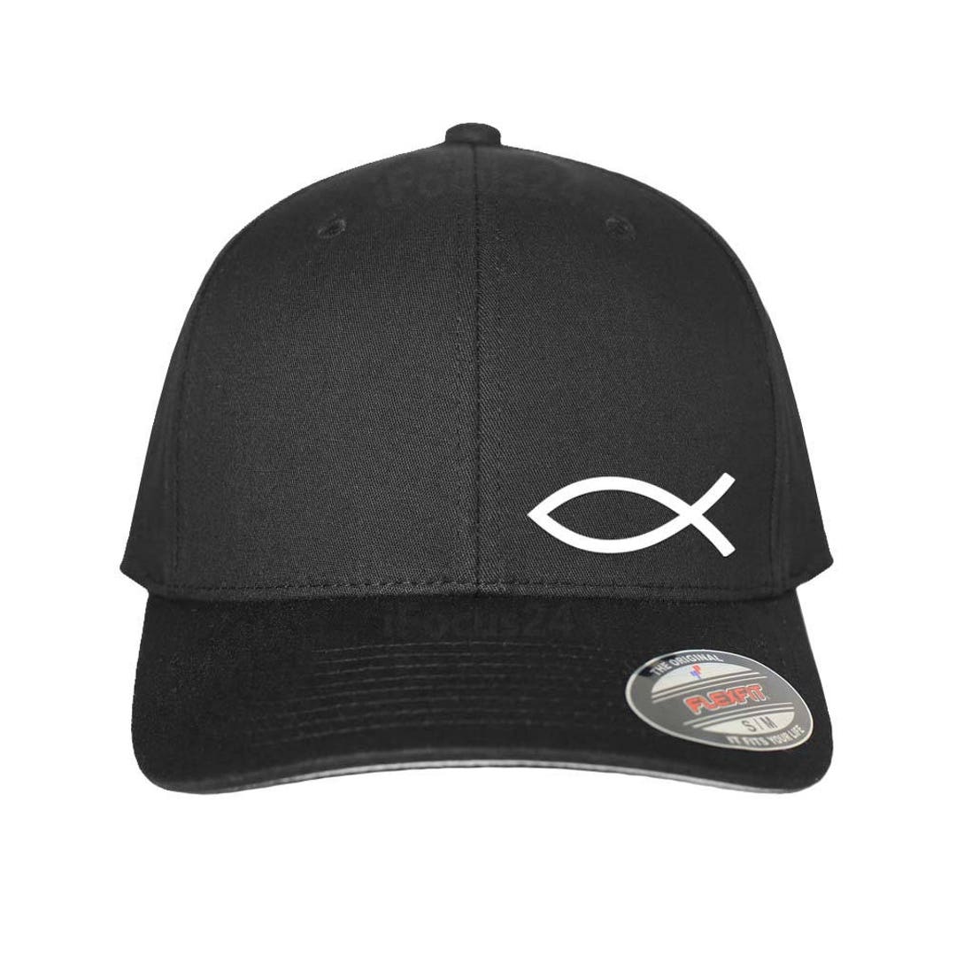 JESUS FISH GOD Christian Flex Fit Hat Baseball Round Bill Free Shipping ...