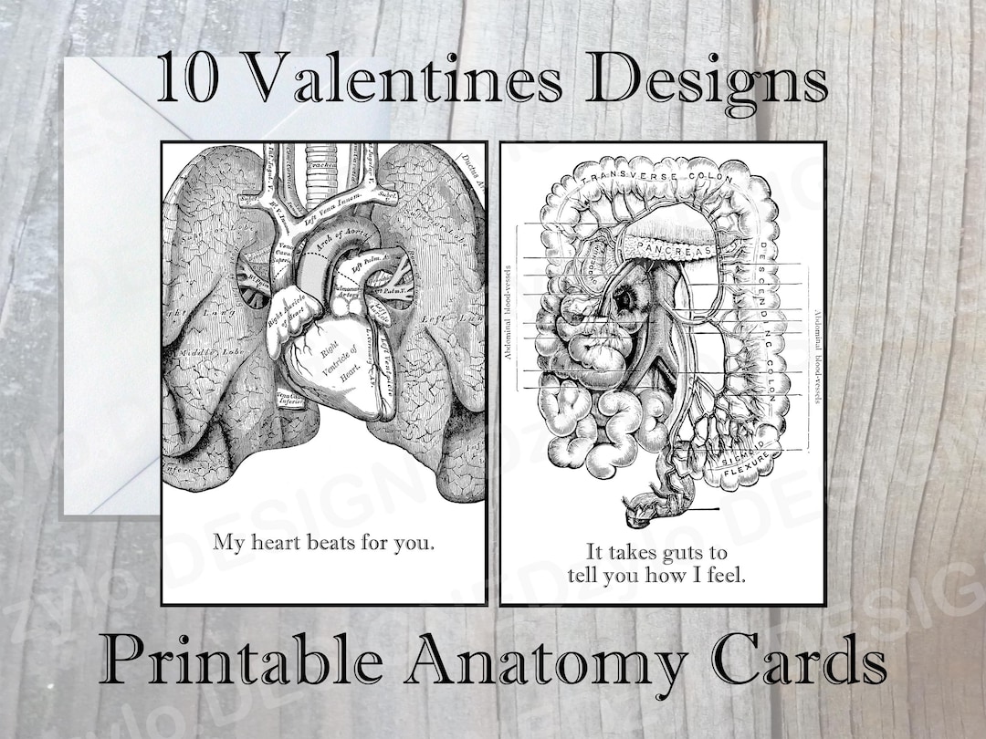 Anatomy Valentines Cards Digital Printable Goth Inspired Dark Humor ...