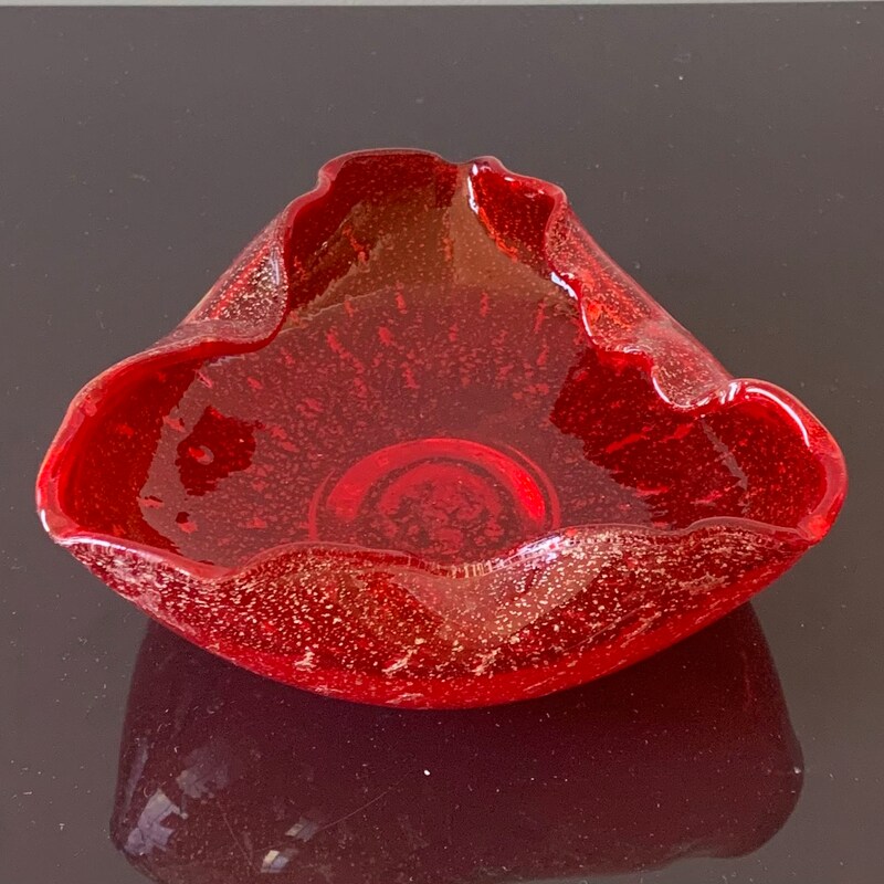Red Glass Ashtray - Etsy