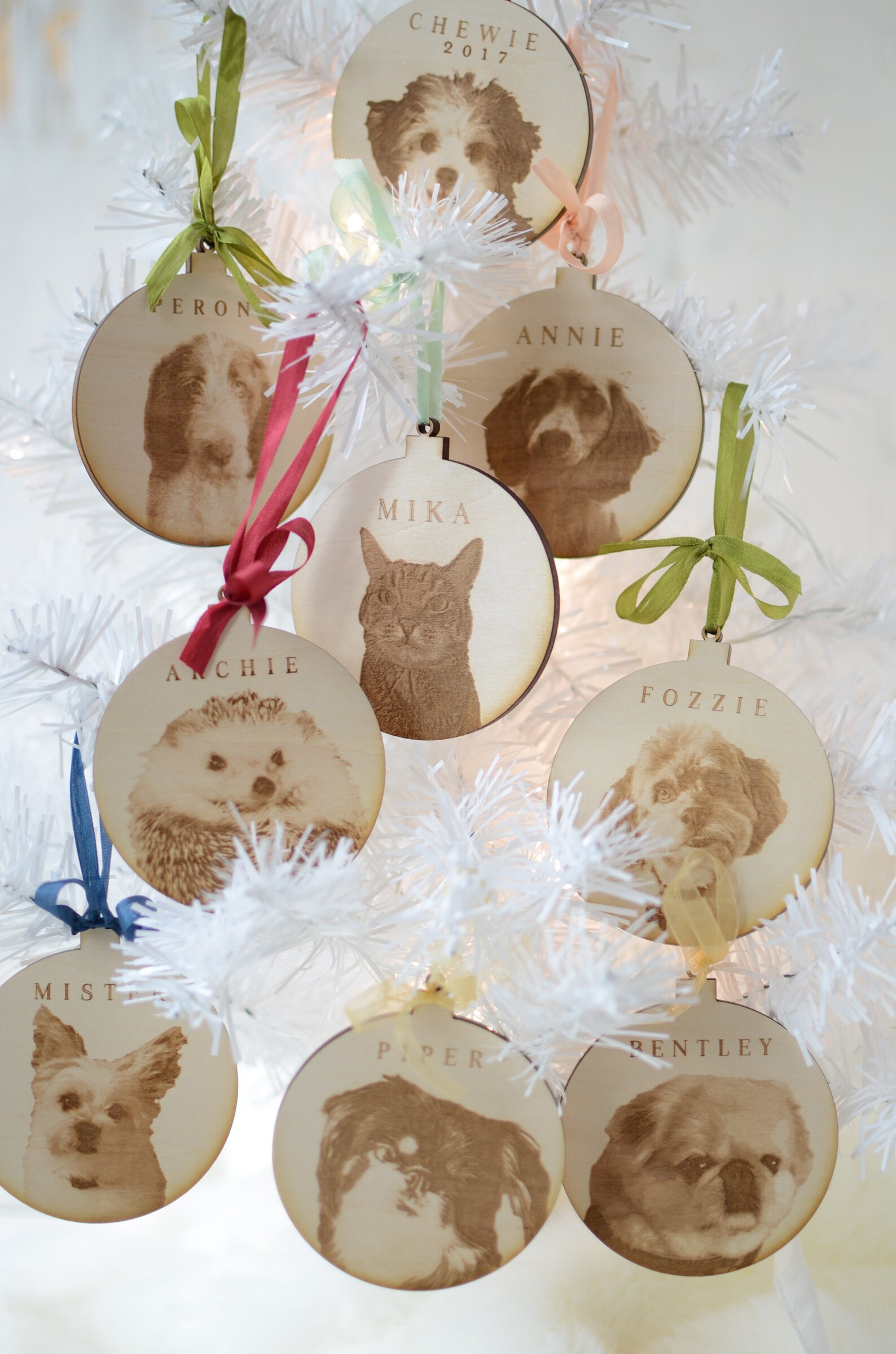 Custom Pet Portrait, Pet Picture Ornament, Laser Cut Engraved Christmas ...