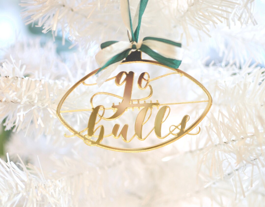 USF GO BULLS University of South Florida Laser Cut Football Christmas ...