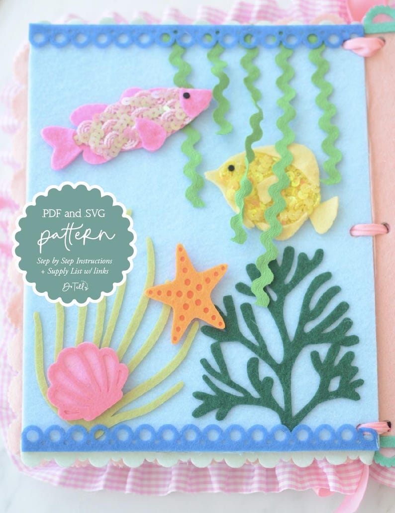 DIY Felt Busy Book SVG and PDF Pattern Page - Under the Sea Fish Page ...