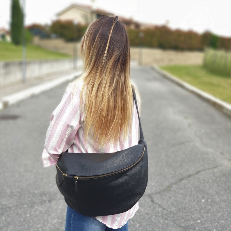 Leather Bum Bag Women's Oversized Fanny Pack Leather Hip - Etsy