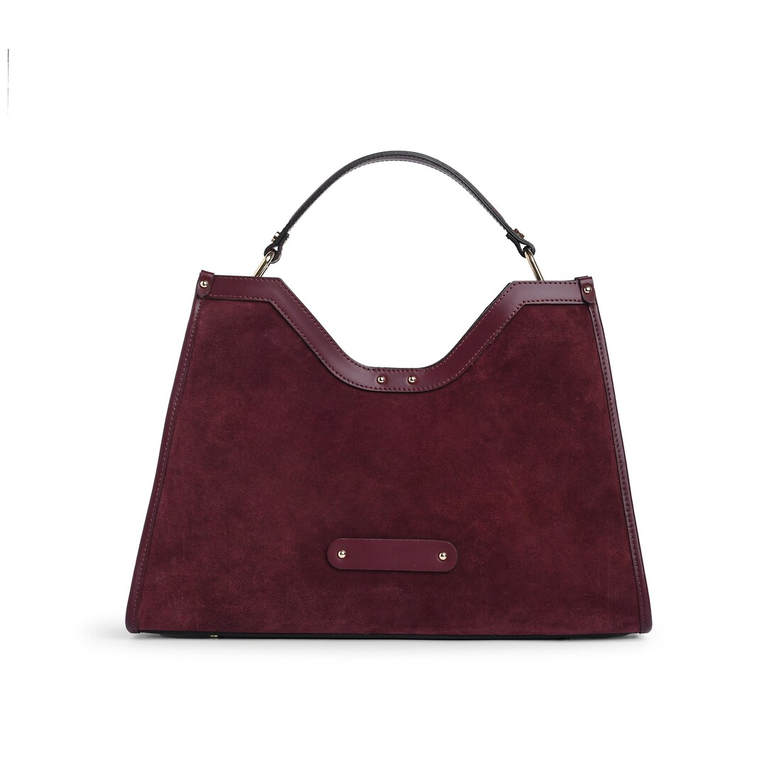 Leather Suede Bag, Designer Tote Top Handle, Luxury Large Handbag for ...