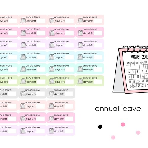 Annual Leave Tracker Set of 48 Stickers Perfect for Any - Etsy