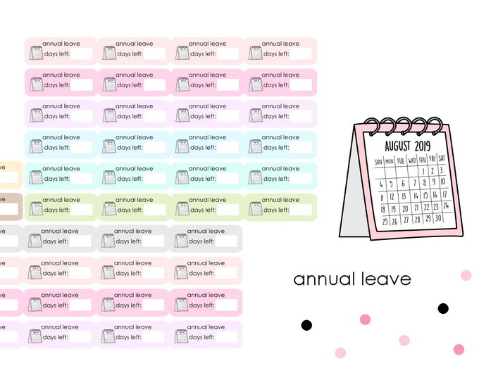 Annual Leave Tracker Set of 48 Stickers Perfect for Any Planner - Etsy