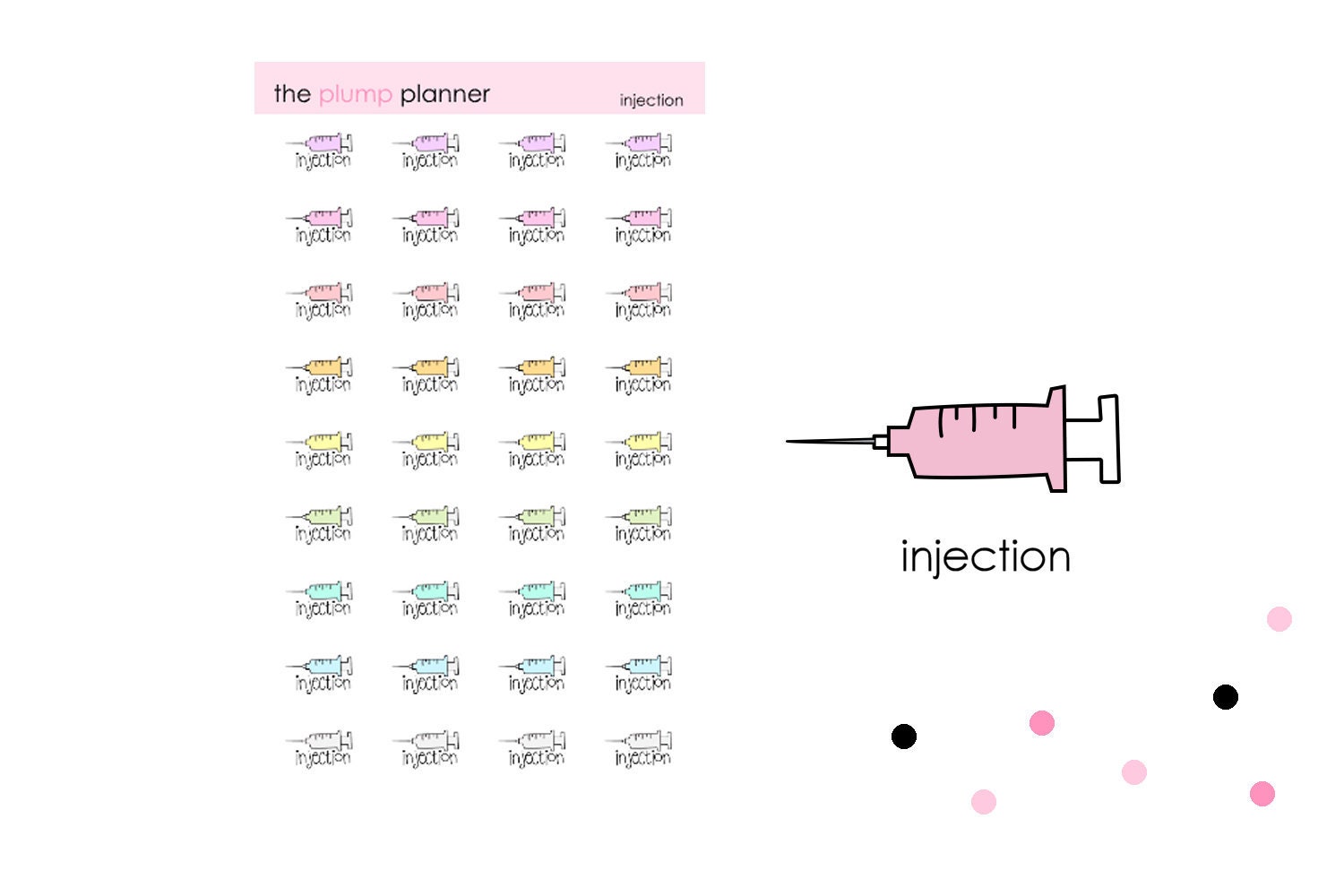 Injection set of 36 stickers perfect for any planner | Etsy
