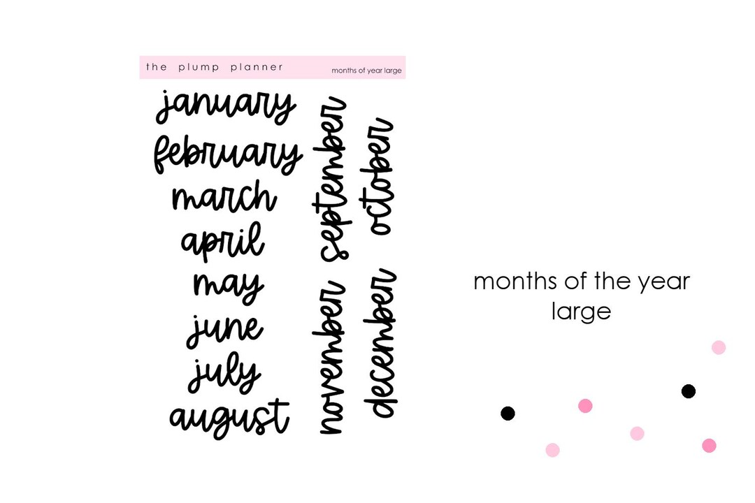 Months of the Year large Set of 12 Stickers Perfect for Any Planner - Etsy