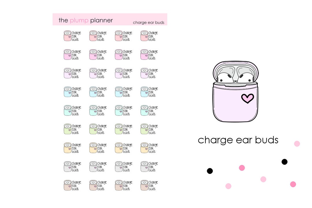 Charge Ear Buds Set of 36 Stickers Perfect for Any Planner - Etsy