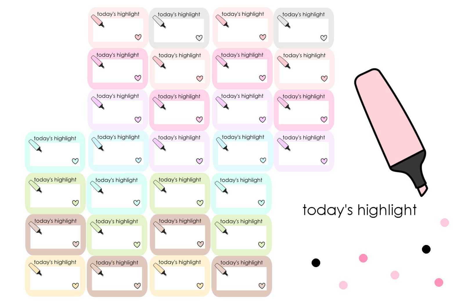 Today's Highlight set of 32 stickers perfect for any | Etsy