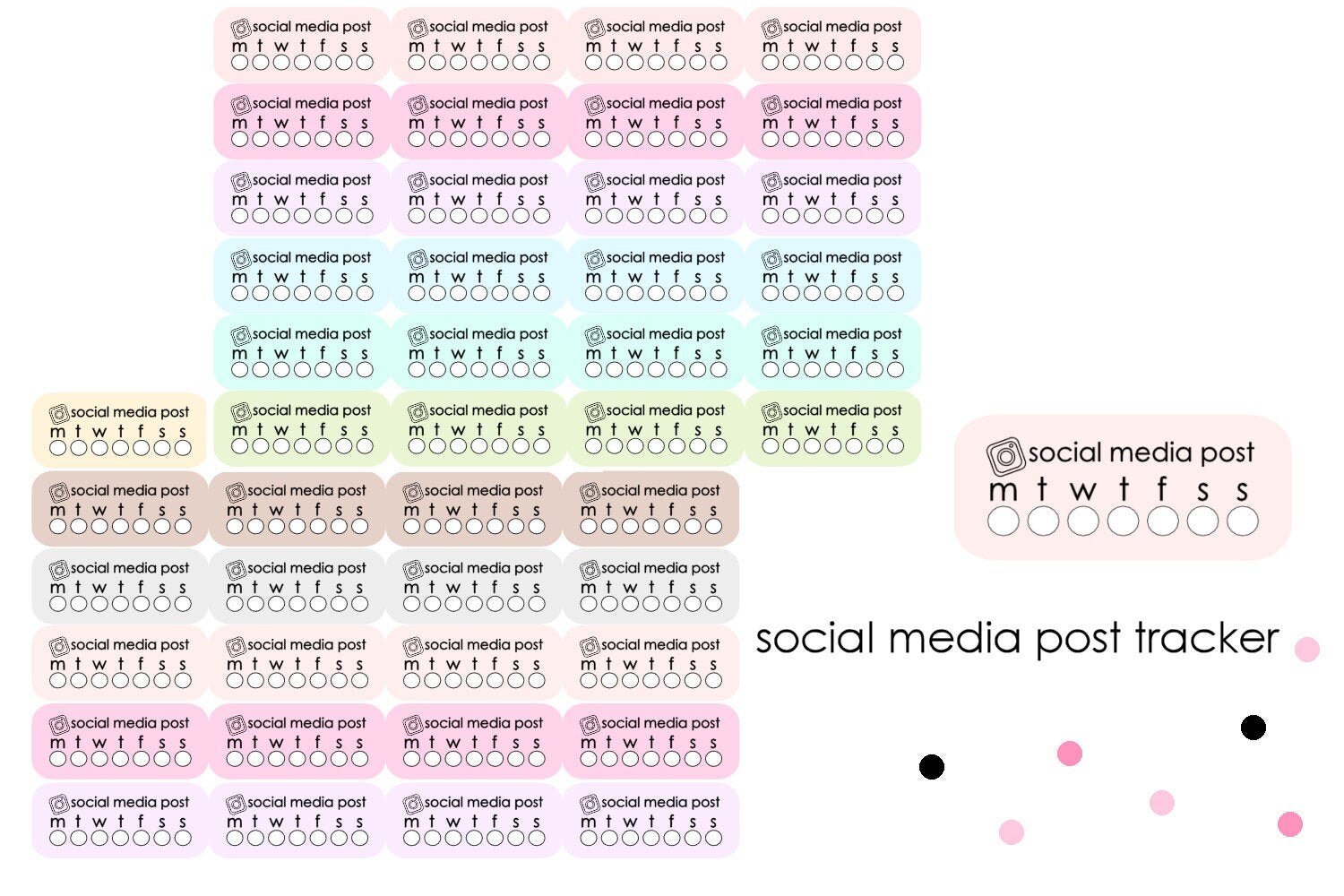 Social Media Post Tracker set of 48 stickers perfect for any - Etsy Polska