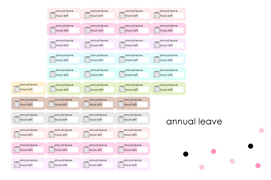 Annual Leave Tracker set of 48 stickers perfect for any | Etsy