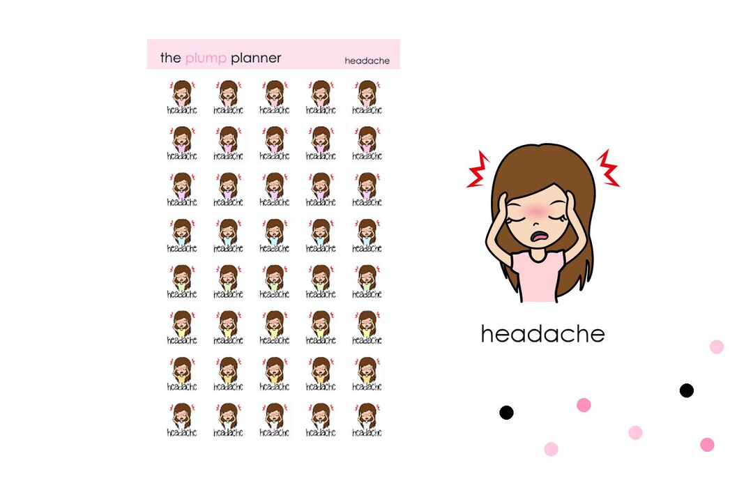 Headache/migraine Set of 40 Stickers Perfect for Any Planner - Etsy
