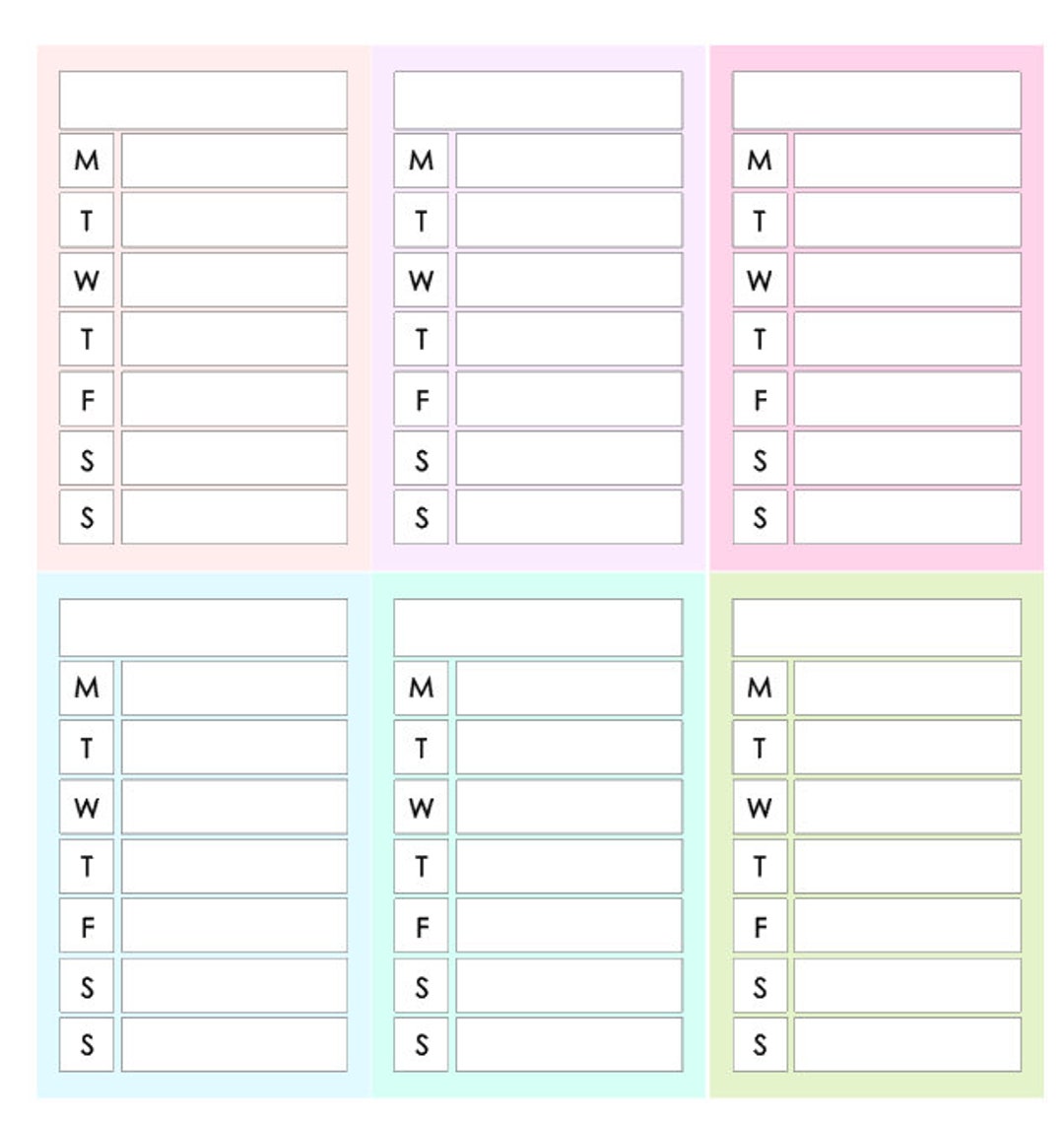 Blank Weekly Tracker Set of 12 Stickers Perfect for Any Planner - Etsy UK
