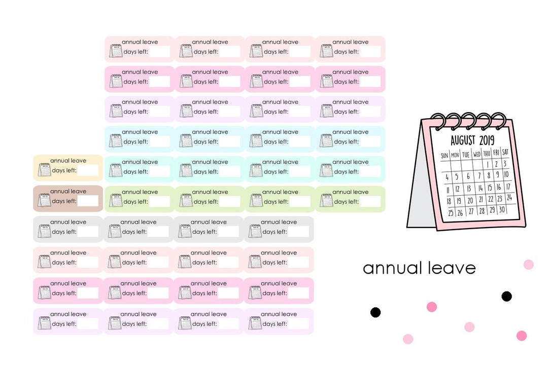Annual Leave Tracker Set of 48 Stickers Perfect for Any - Etsy
