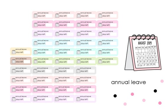 Annual Leave Tracker Set of 48 Stickers Perfect for Any - Etsy