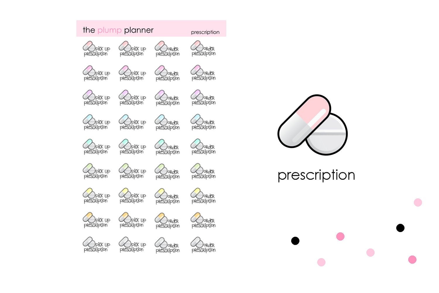Prescription Reminder set of 36 stickers perfect for any | Etsy