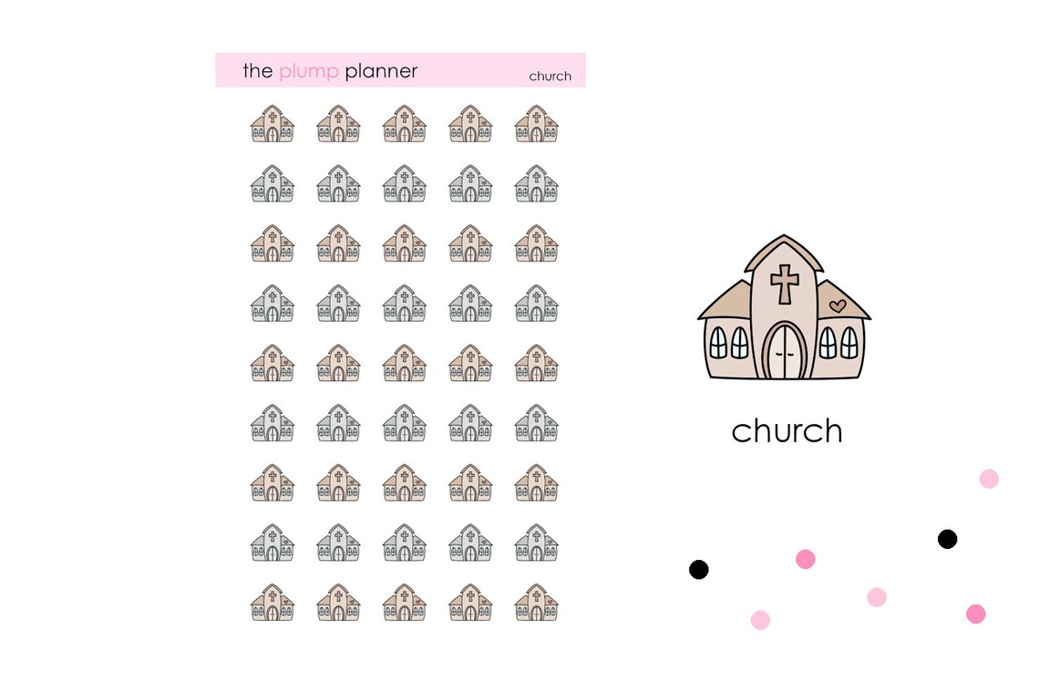 Church Set of 45 Stickers Perfect for Any Planner - Etsy