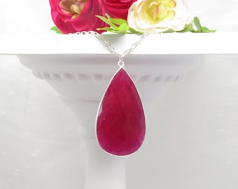 Ruby Teardrop Pendant - Etsy