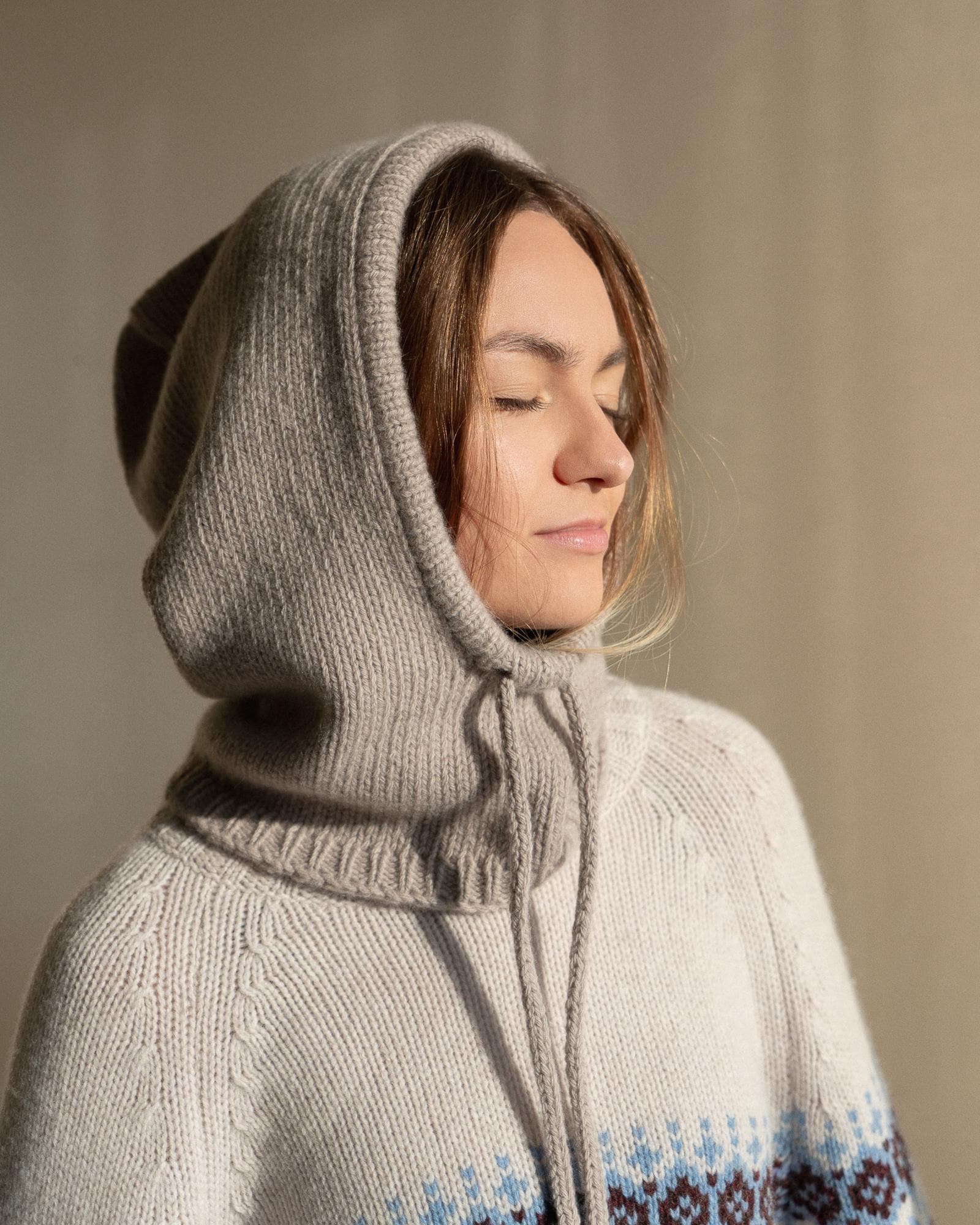Cashmere Wool Knit Balaclava Hood: Balaclava Hooded Cowl, Cozy Winter ...
