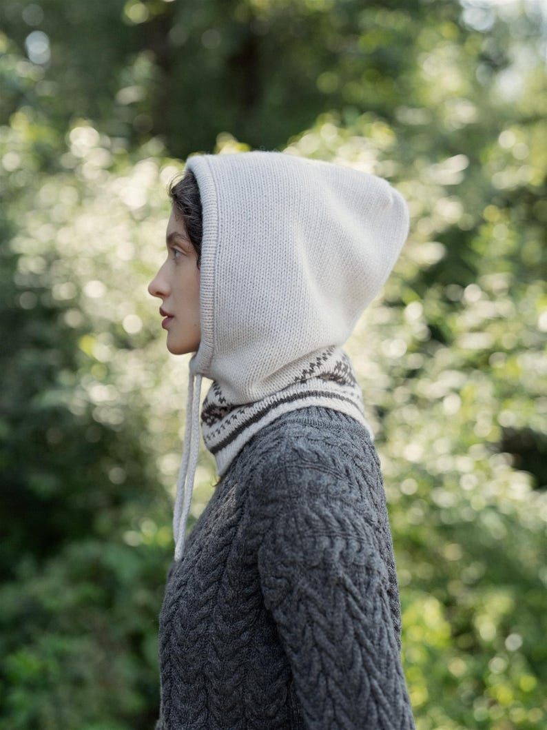 Balaclava Hooded Cowl, Boho Knitted Hood, Woolen Hood in Scandinavian ...