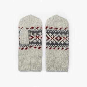 Natural Wool Mittens, Hand Knitted Woolen Mittens, Unisex Warm Gloves ...