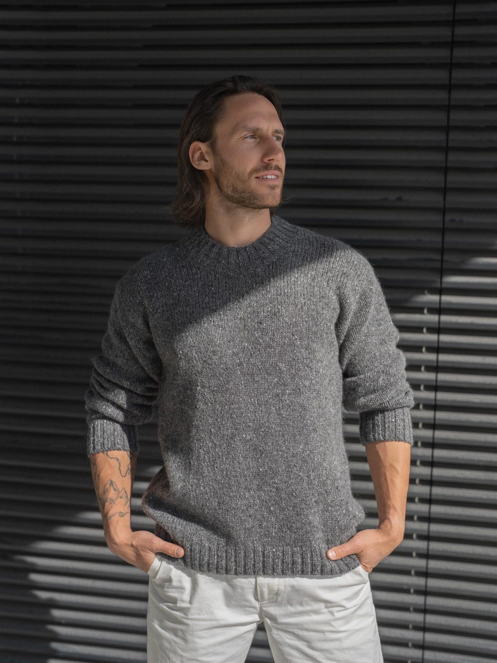 Vintage Knit Sweater Tweed for Men, Scandinavian Style Tweed Sweater ...