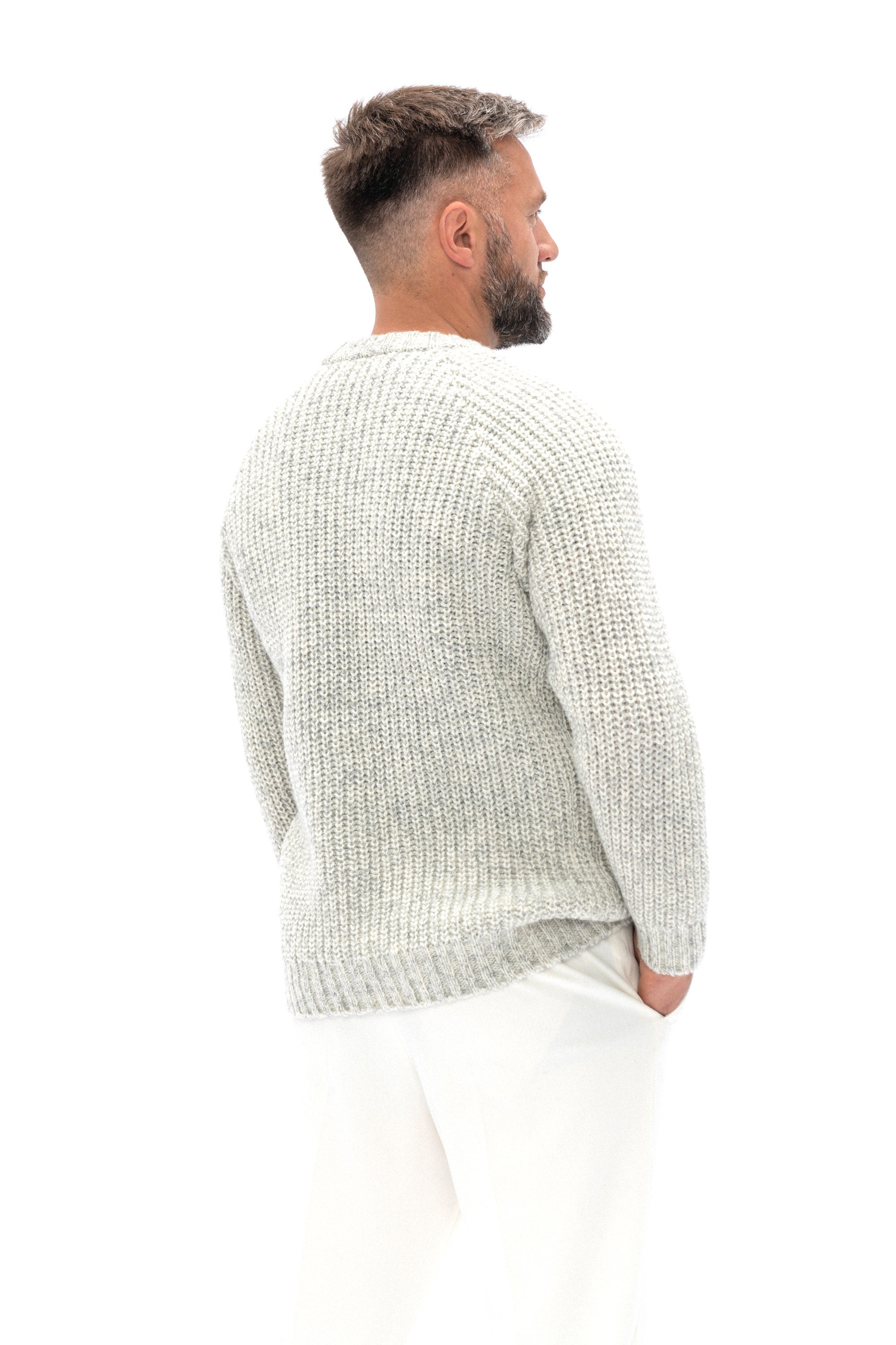 Mens Merino Wool Crew Neck Sweater Knitted Woolen Pullover - Etsy
