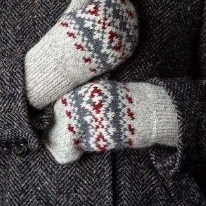 Natural Wool Mittens Hand Knitted Woolen Mittens Unisex Warm - Etsy