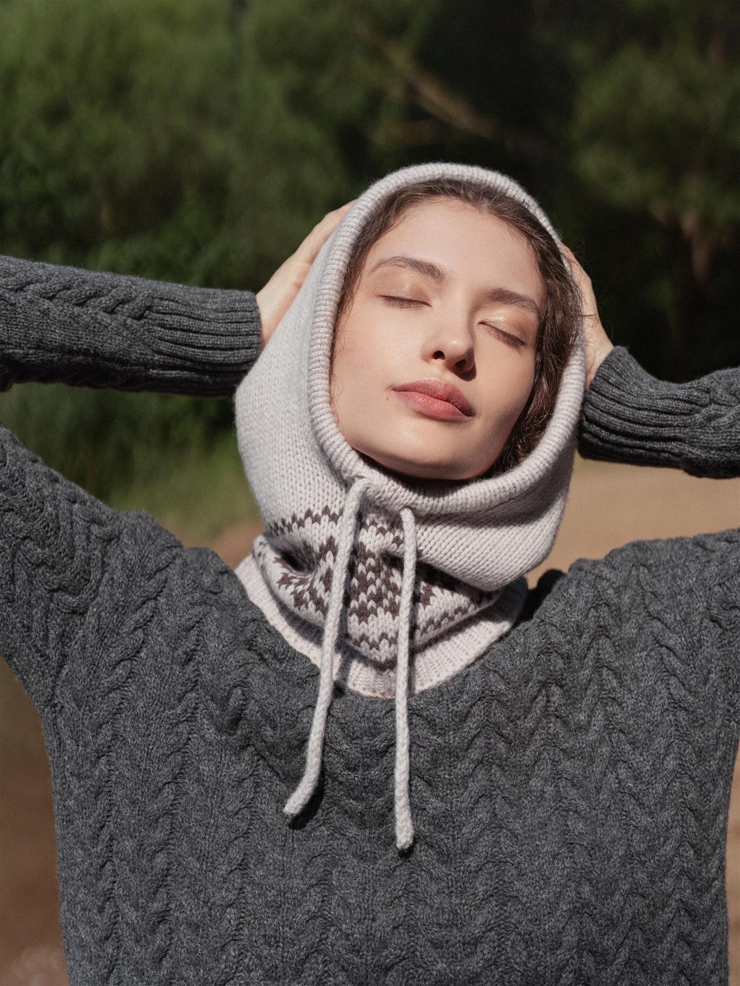 Balaclava Hooded Cowl, Boho Knitted Hood, Woolen Hood in Scandinavian ...