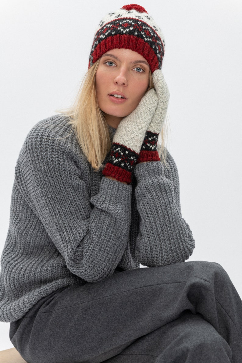 Traditional Scandinavian Style Hand Knitted Wool Cap With | Etsy