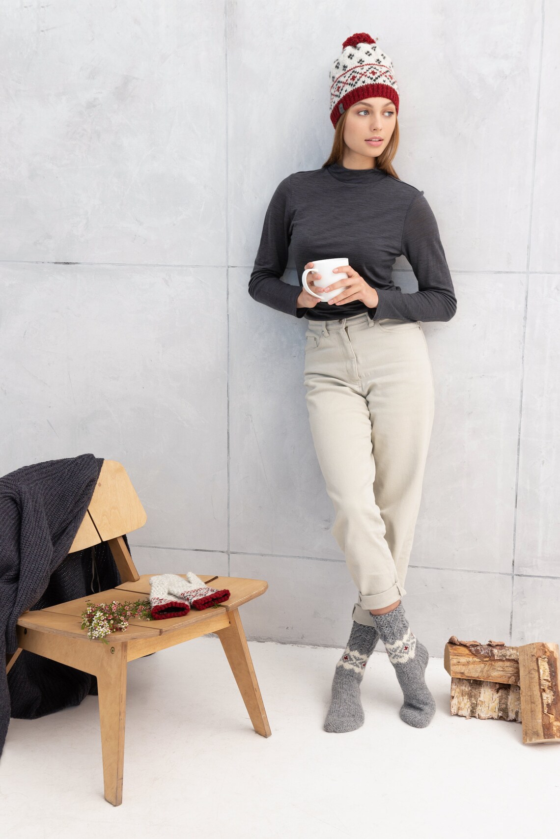 Traditional Scandinavian Style Hand Knitted Wool Cap With | Etsy