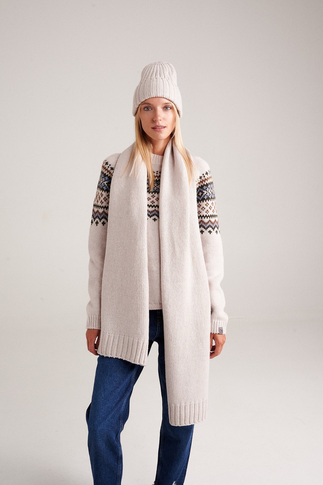 Cashmere and Merino Wool Scarf, Woolen Warm Scarf, Oversized Unisex ...