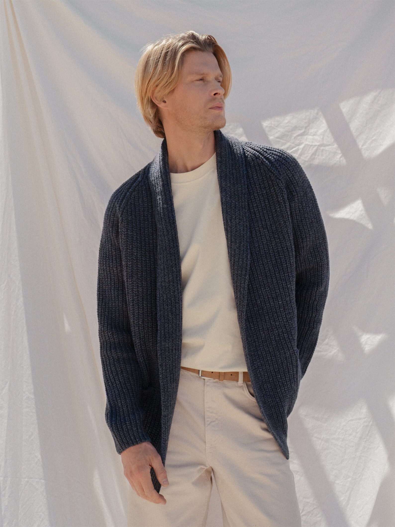 Soft Merino Wool Men's Cardigan, Hand Knitted Woolen Sweater, Open ...