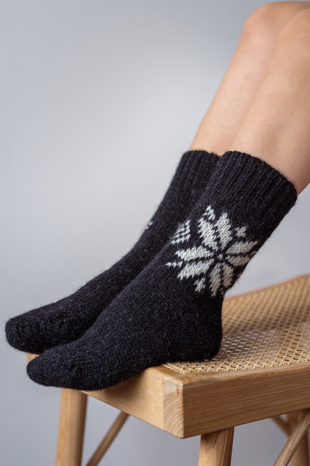 Ready to Ship Scandinavian Style Knitted Socks, Natural Wool Hand ...