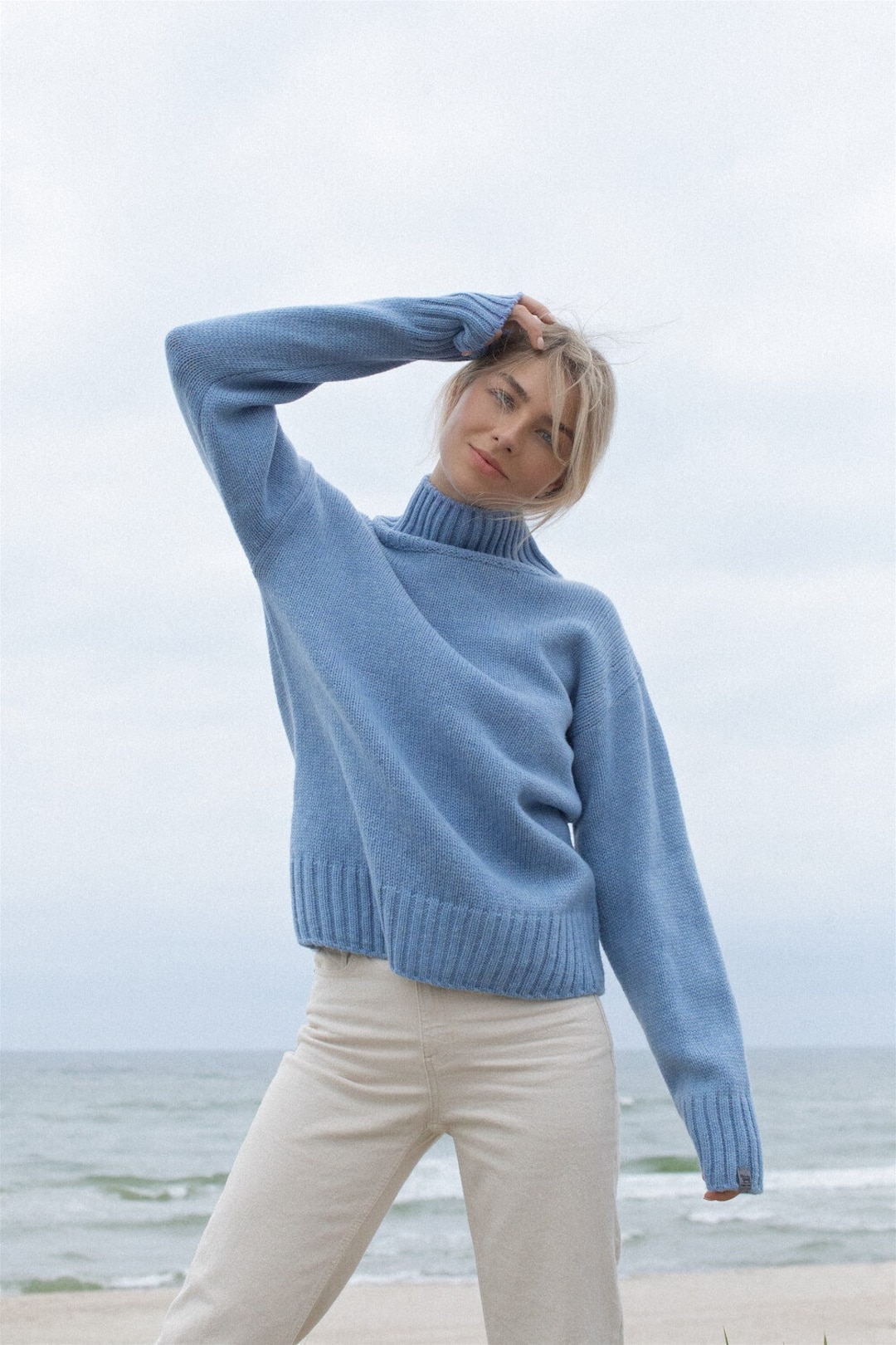 Eco Merino Cashmere Yarns Turtleneck, Knitted Woolen Women Jumper ...