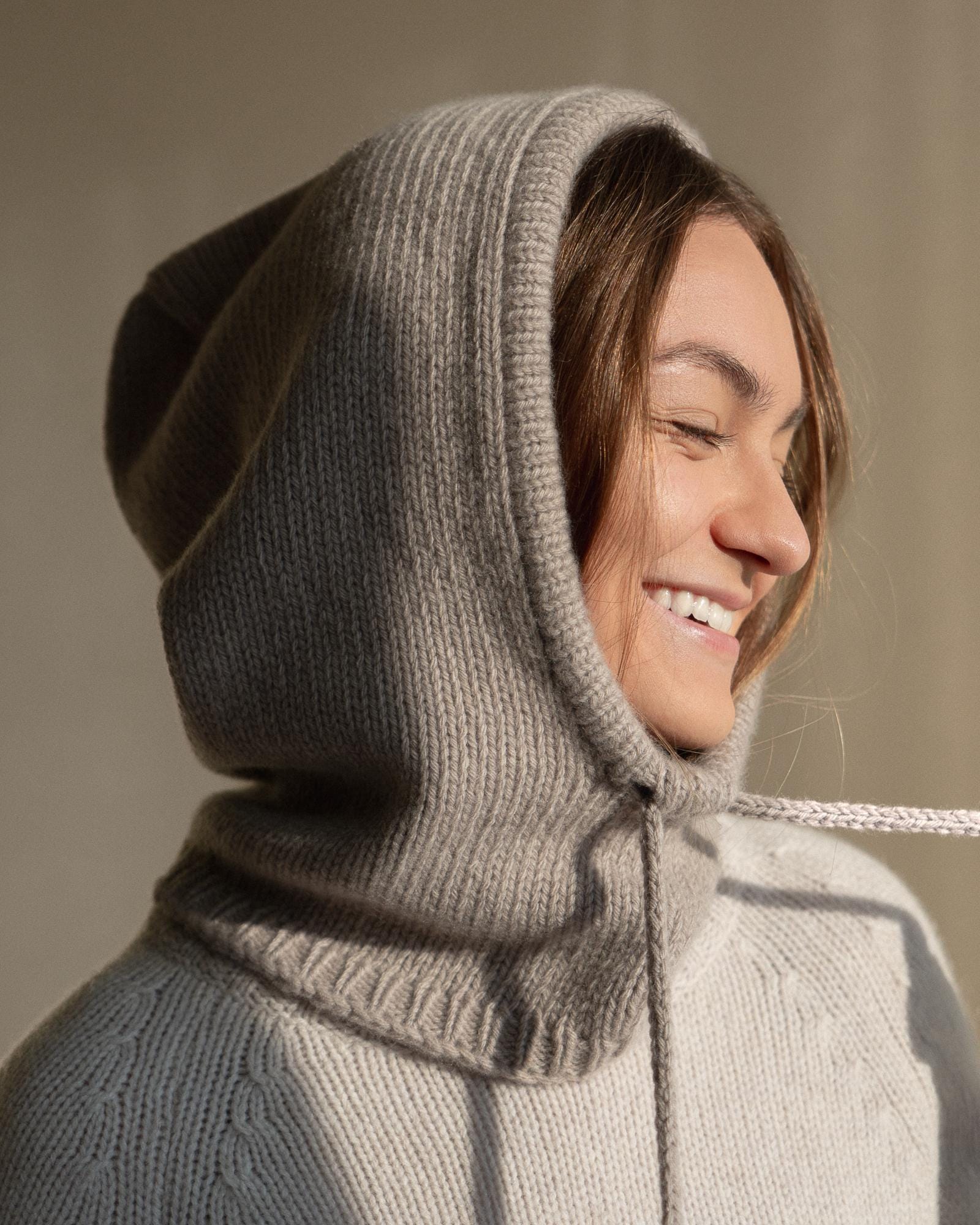 Cashmere Wool Knit Balaclava Hood: Balaclava Hooded Cowl, Cozy Winter ...